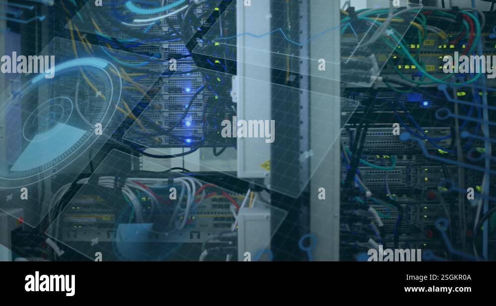 Animation of scope scanning and data processing over cables in computer ...