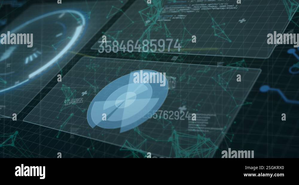 Animation of scope scanning and data processing over screens and grid ...