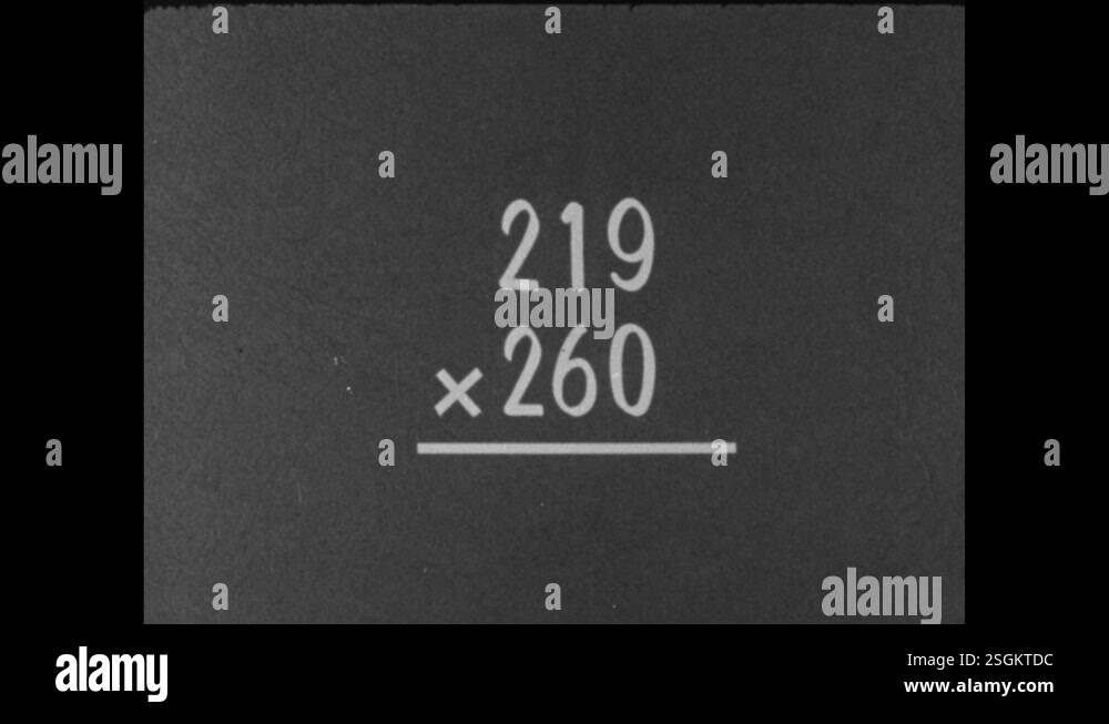 1960s: Column of numbers, multiplication, numbers switch places. House ...