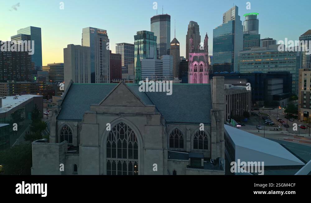 4K Minneapolis, MN Central Lutheran Church Drone Ascent Dolly In Sunset ...