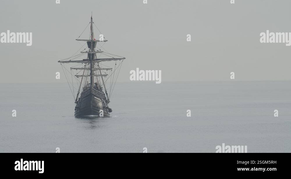 Ferdinand Magellan Nao Victoria carrack boat replica with spanish flag ...