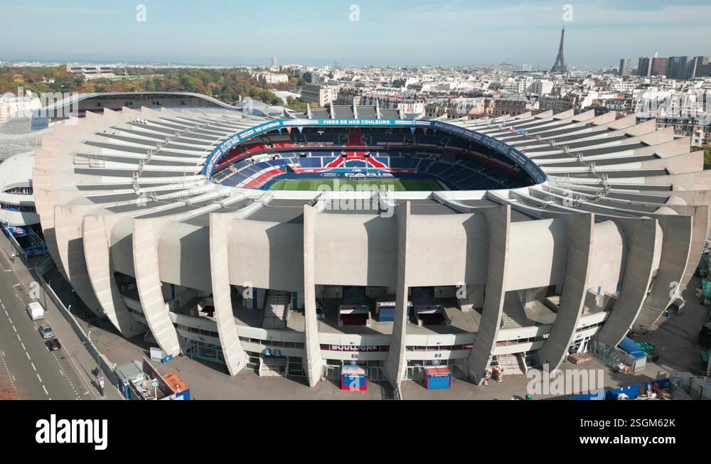 Parc des Princes, PSG Stadium Tour in Paris, France. Aerial drone Stock ...
