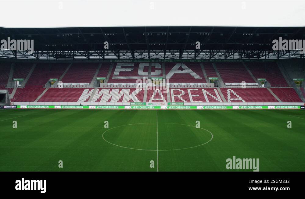 Aerial Rising From Empty Pitch Inside WWK Arena Stadium Home To FC ...