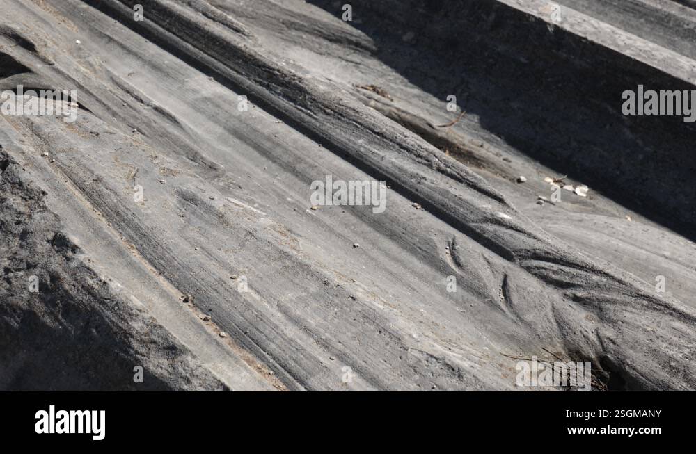 Glacial grooves on Kelley's Island, Ohio. Limestone bedrock with ...