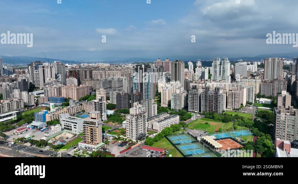 New Taipei, Taiwan 12 July 2022: Top view of the city in Linkou of new ...
