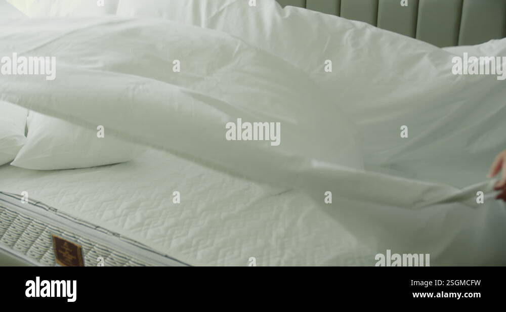 Five-star hotel concept and quality room service. 4K Slow motion ...
