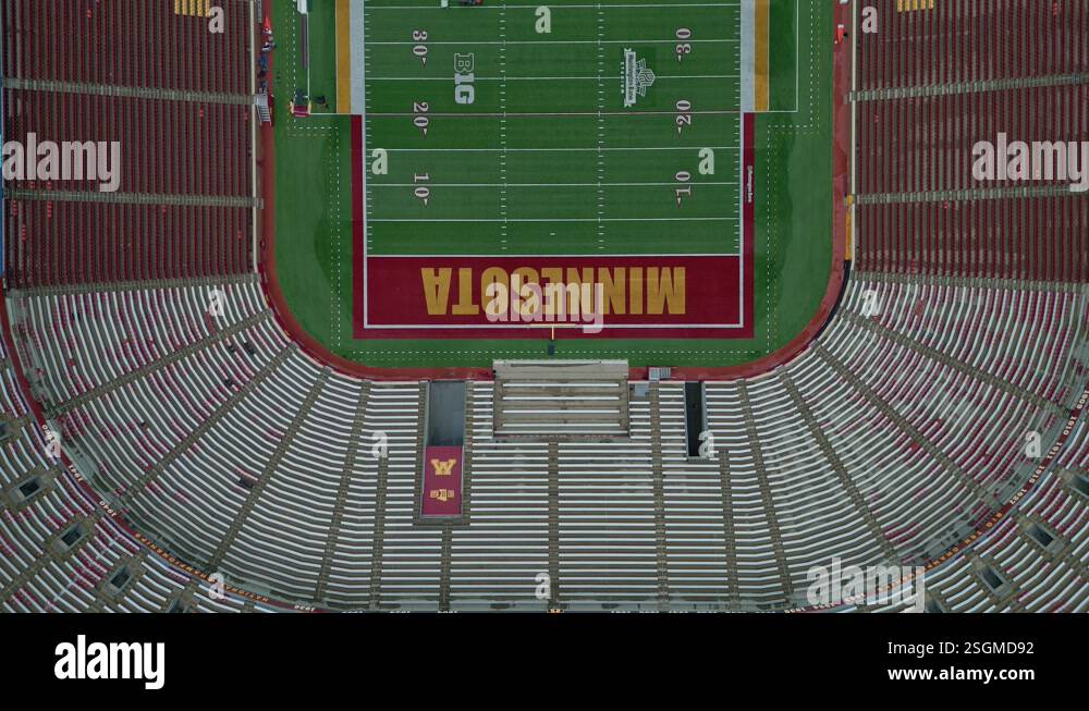 4K Forward and Downward Aerial View of Gophers Football Field U of M ...
