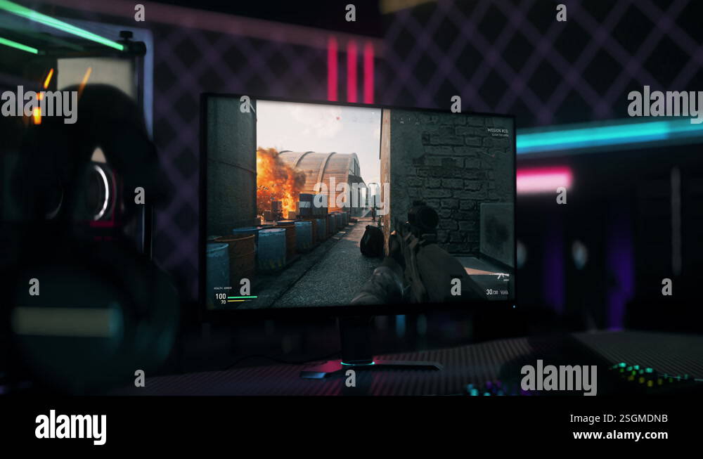 Gameplay of the modern first person shooter warfare battle computer ...