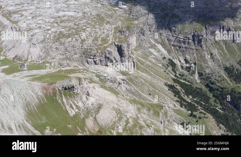 Drone shot of The Dolomites mountain range in Italy that is part of the ...