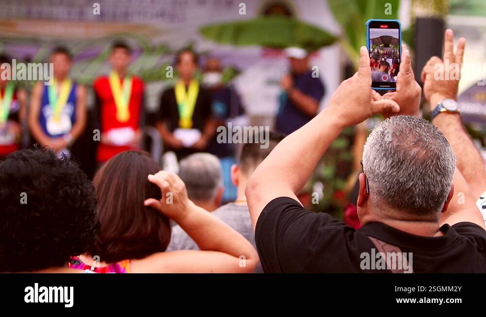 People Clapping and Cheering Athletes Medal Award Winner Ceremony ...