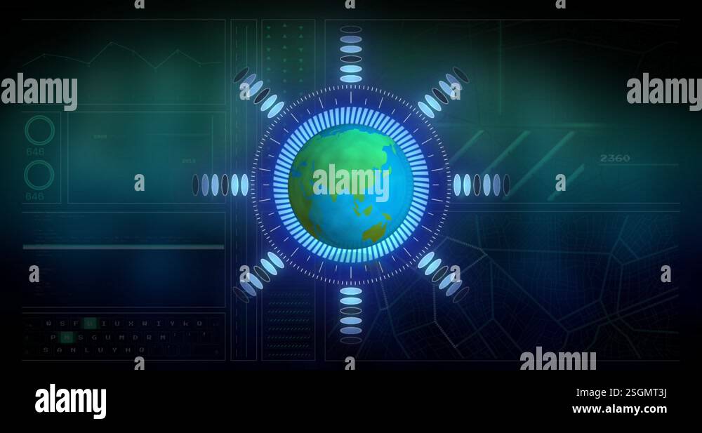 Animation of scope scanning and data processing over globe Stock Video Footage - Alamy