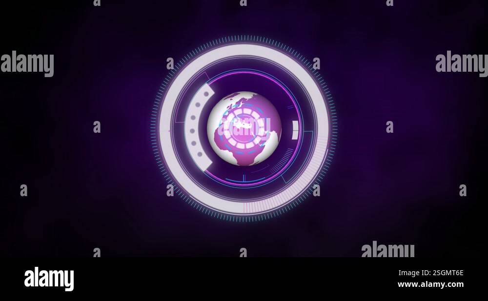 Animation of scope scanning and data processing over globe Stock Video Footage - Alamy