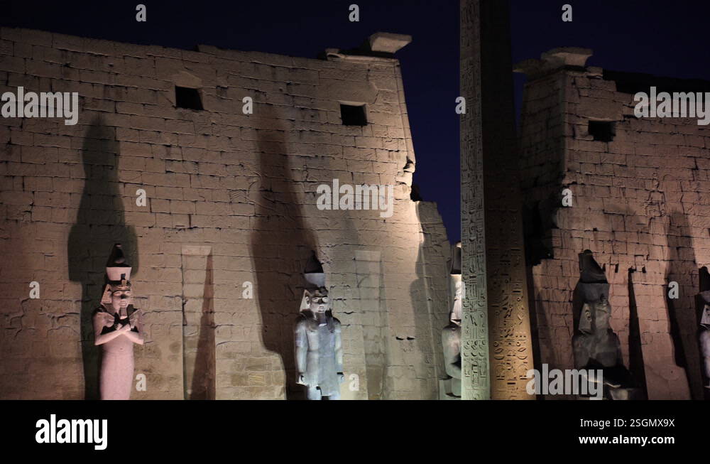 panoramic view revealing ancient carved sculpture statue in luxor ...