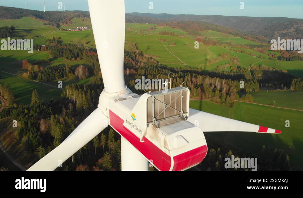 Close up windmill with Black Forest village in the back ground 30fps 4k ...