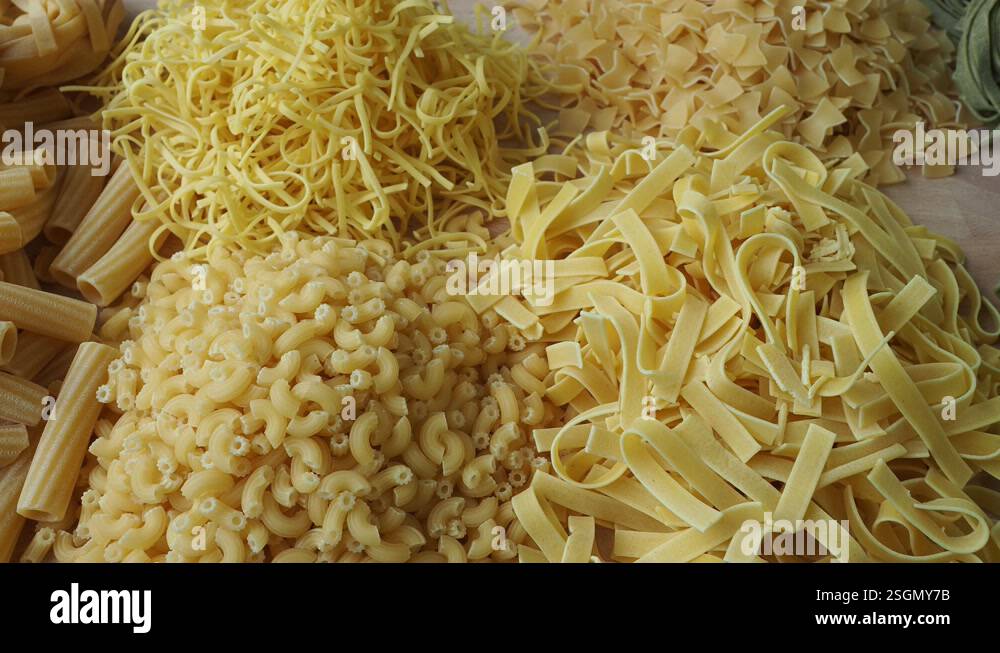 Layout of Italian raw pasta, different types and shapes of pasta Stock ...