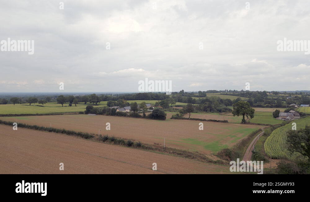 Drone rising to reveal French farmland in Normandy Stock Video Footage ...
