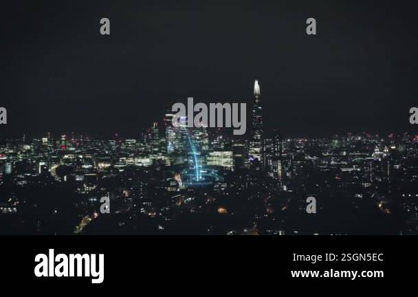 Londons skyline at night features animated augmented reality data ...