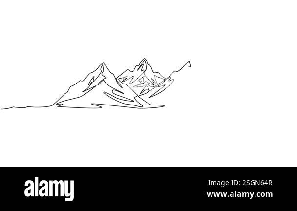 animated continuous single line drawing of mountain ridge, line art ...