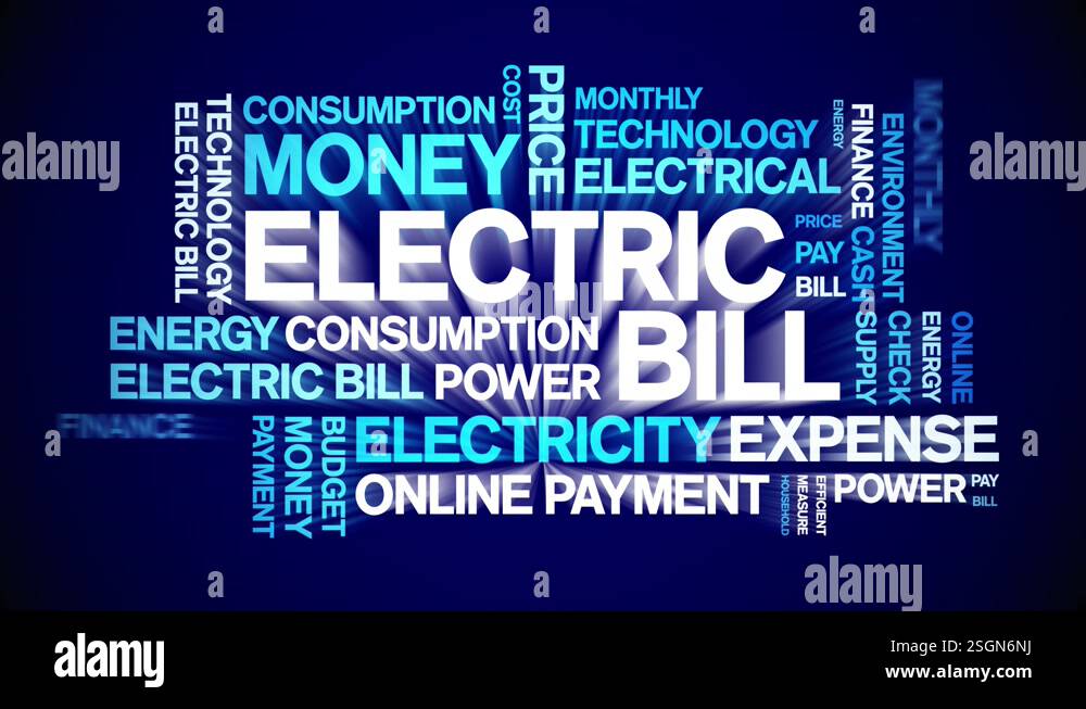 Electric Bill animated word cloud,text tag kinetic typography seamless ...