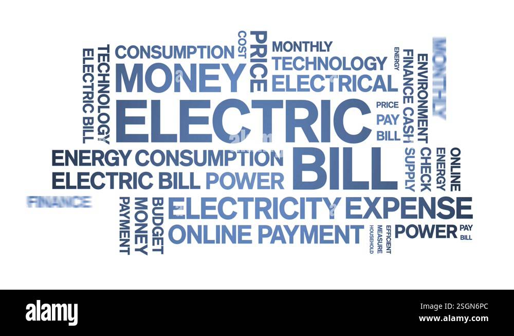 Electric Bill animated word cloud,text tag kinetic typography seamless ...