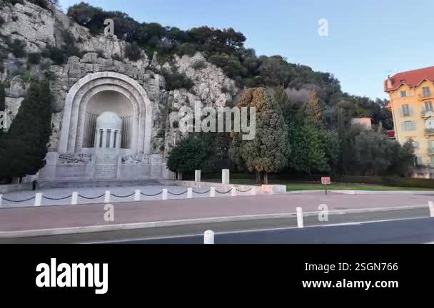 NICE, FRANCE - JANUARY 25, 2024: Panorama of Coastal street of city of ...