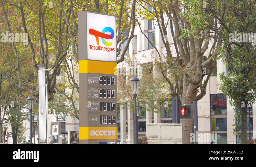 Total Energies gas station display with only diesel and no gasoline ...