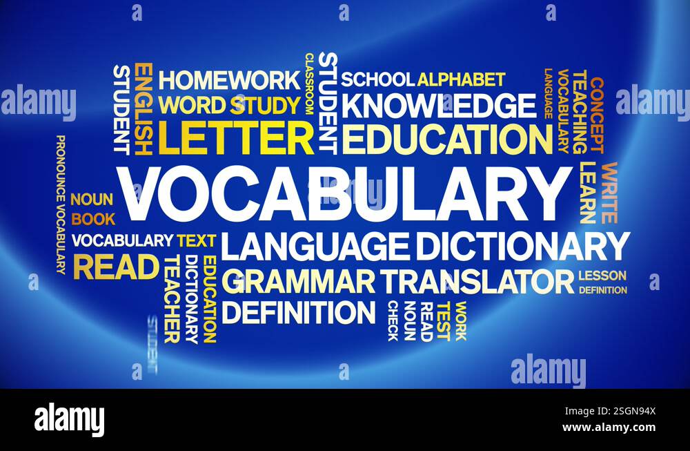 Vocabulary animated word cloud,text animation kinetic typography ...