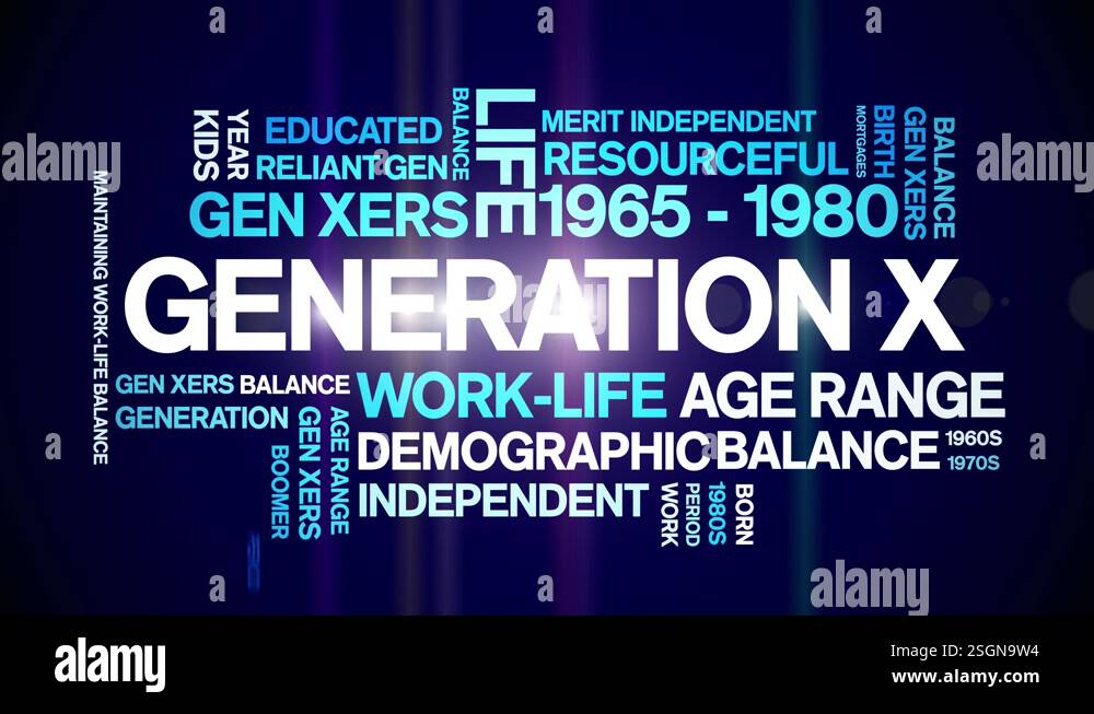 Generation X animated word cloud,animation kinetic typography seamless ...