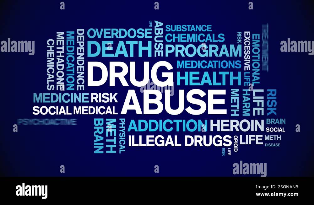 Drug Abuse animated word cloud,tag text kinetic typography seamless ...