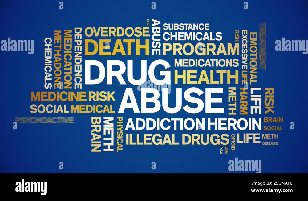 Drug Abuse animated word cloud,tag text kinetic typography seamless ...