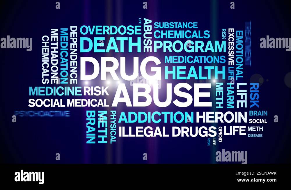Drug Abuse animated word cloud,tag text kinetic typography seamless ...
