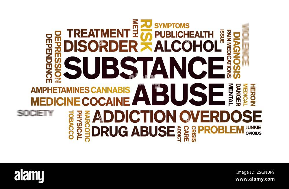 Substance Abuse animated word cloud,tag text kinetic typography ...