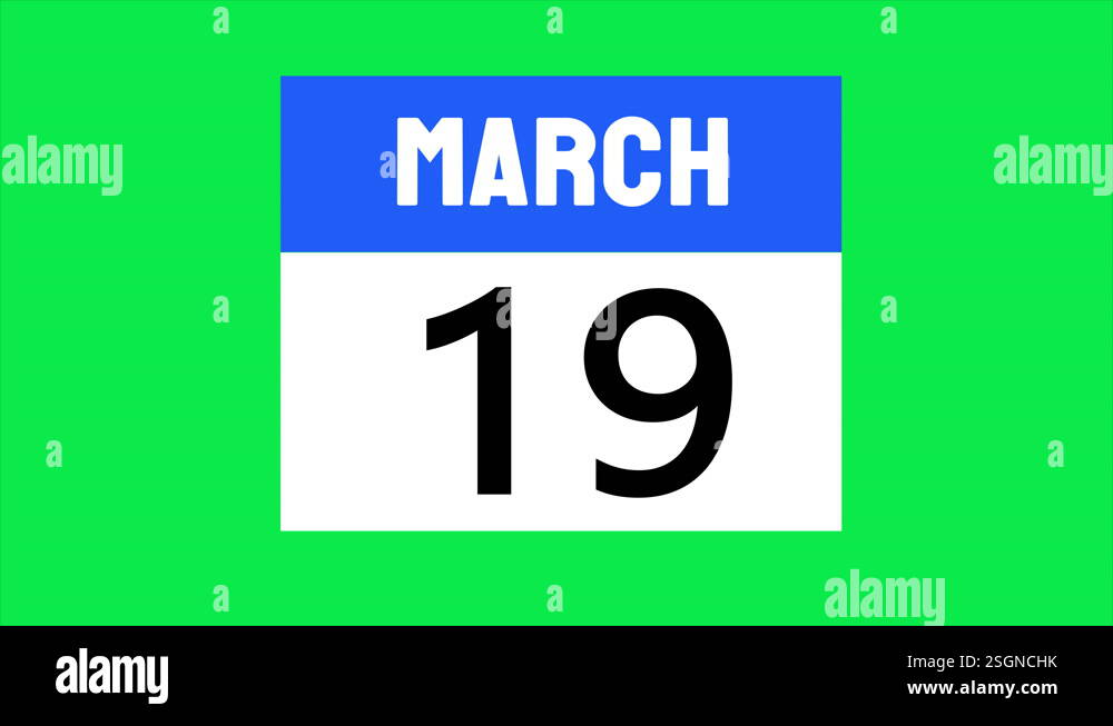 Month calendar animation, 31 days of march on green screen background ...