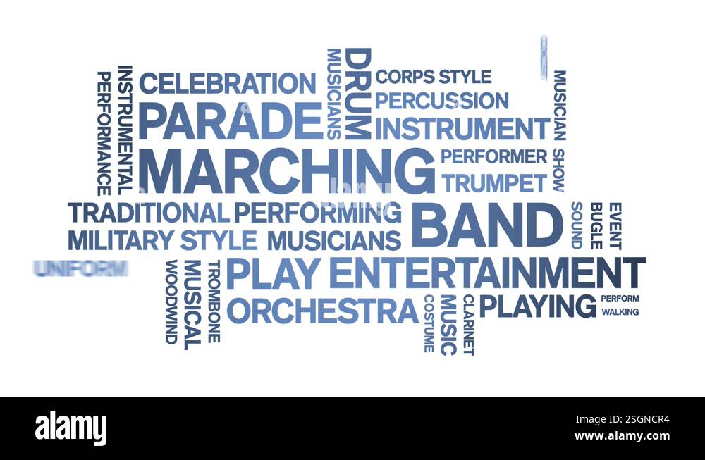 Marching Band animated word cloud,text tag kinetic typography seamless ...