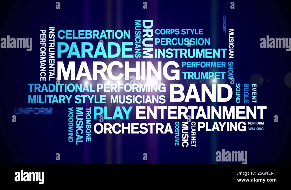 Marching Band animated word cloud,text tag kinetic typography seamless ...
