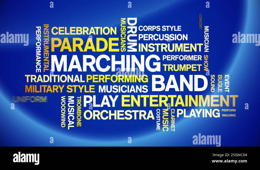 Marching Band animated word cloud,text tag kinetic typography seamless ...