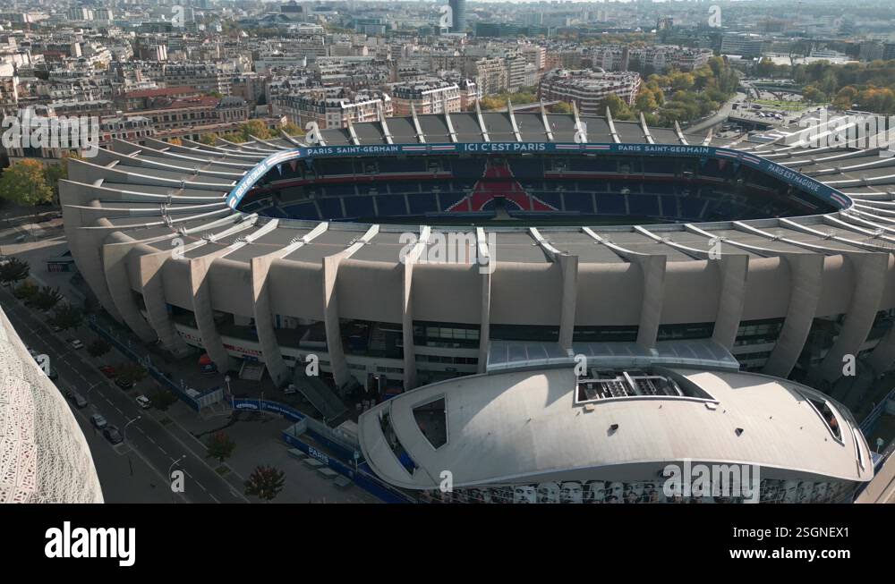 Parc des Princes, PSG Stadium Tour in Paris, France. Aerial drone Stock ...