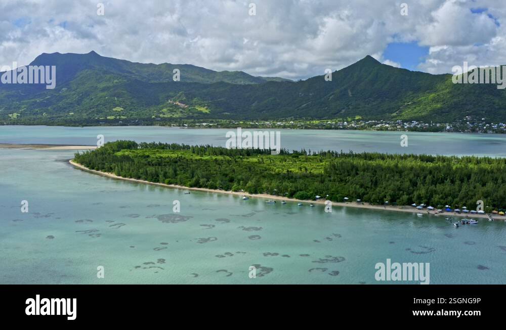 Mount Horizon, Aerial Drone Above Islands in Mauritius, Blue Clear ...