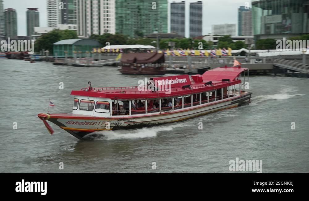 Fast Express Passenger Boat Service on the Chao Phraya River at Icon Siam Stock Video Footage ...