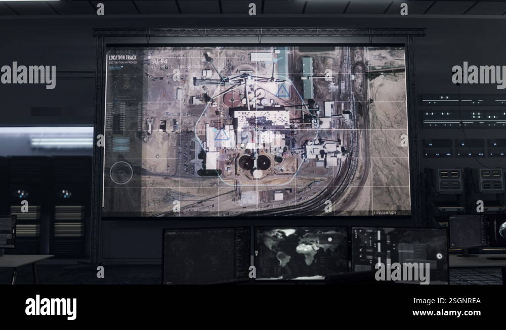 High Tech Location Tracking Military System Analyzing Chemicals Plant ...