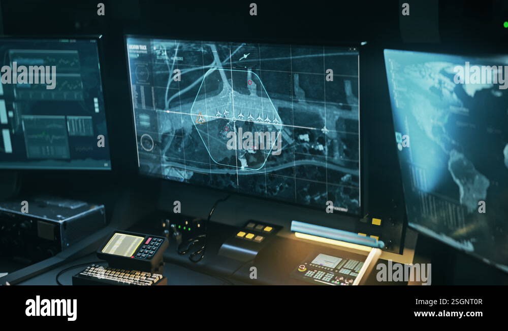 High tech scanner network identifying the location of the rival forces ...