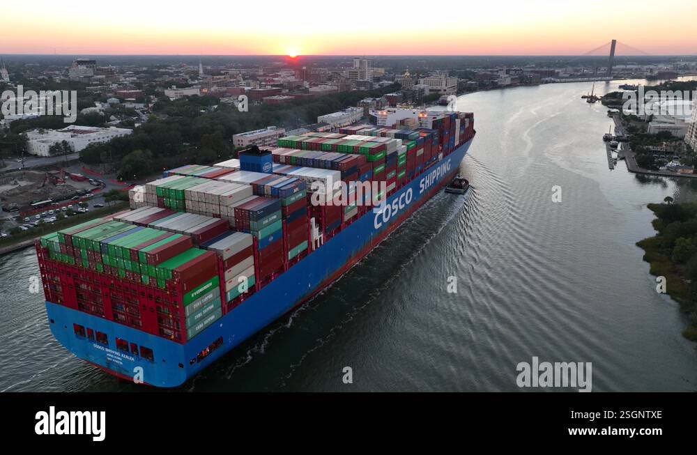 Cosco Shipping container ship navigates Savannah River in Savannah at ...