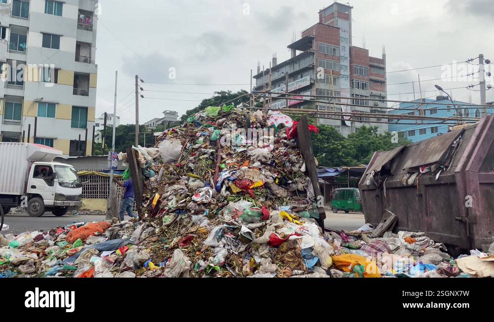 Roadside garbage dump. City waste problem. Environment pollution ...