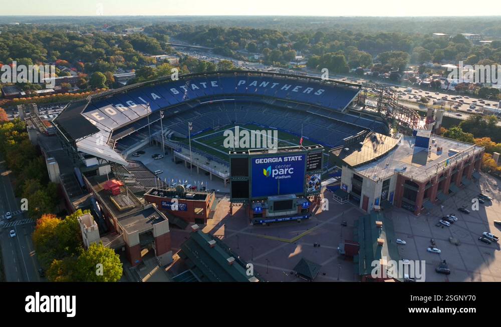 Georgia State, Parc Center Stadium. Aerial approach of Panthers ...