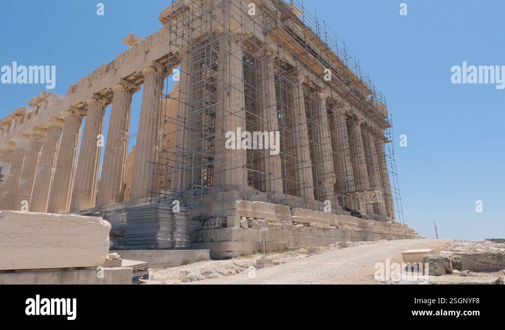 Restoration works on Parthenon, Historic temple in Acropolis of Athens Stock Video Footage - Alamy