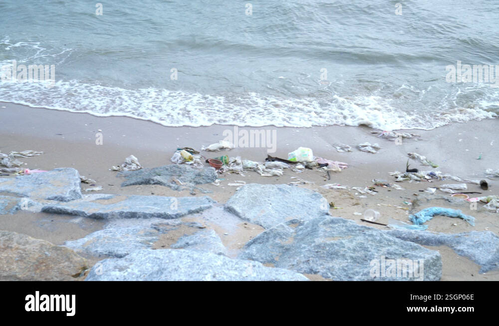 garbage and trash on beach - bad environment Stock Video Footage - Alamy
