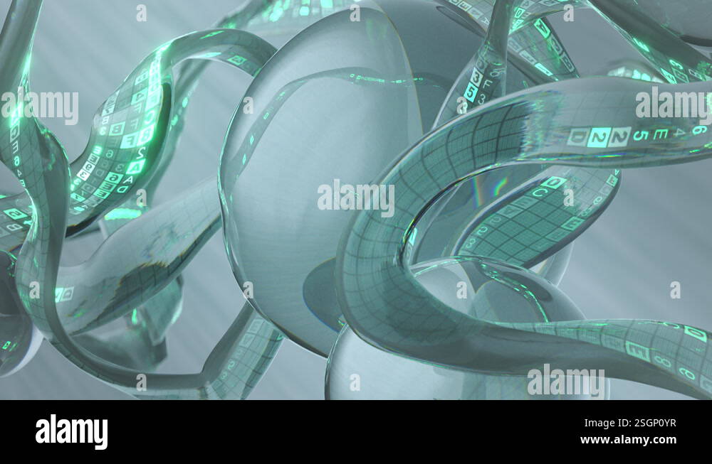 Neural network and digital code transfer 3D render animation Stock ...