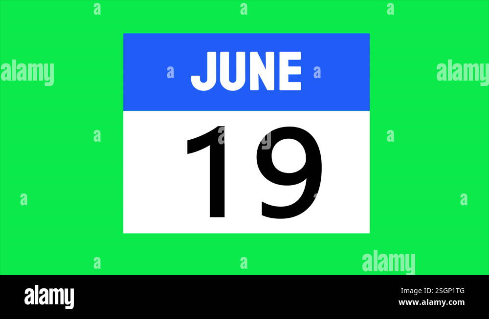 June calendar animation, motion objects separated on green screen Stock ...