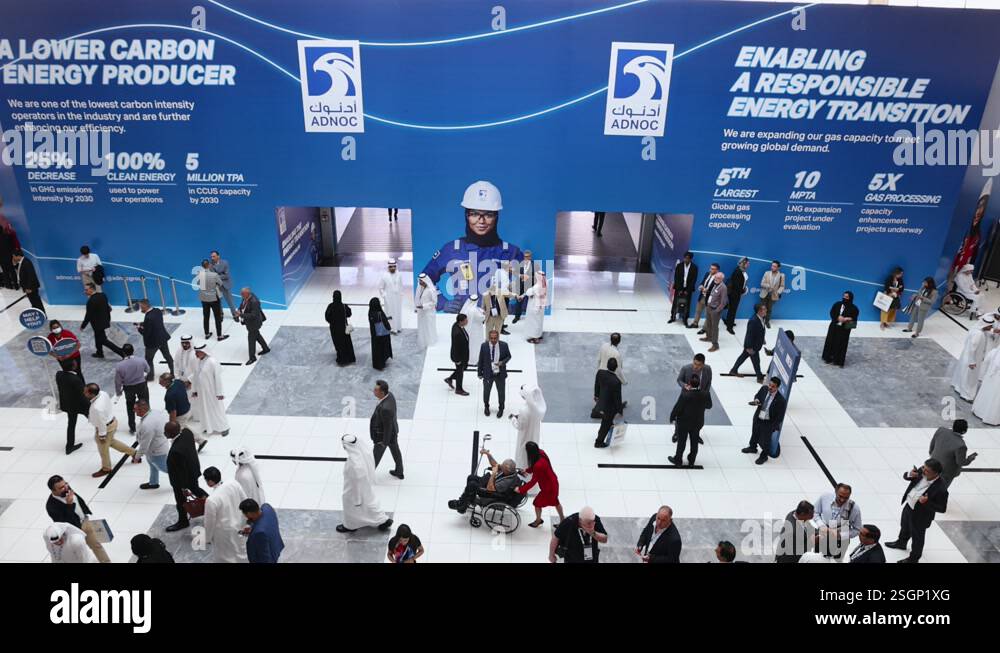 Visitors attend events at the Abu Dhabi National Exhibition Centre in ...