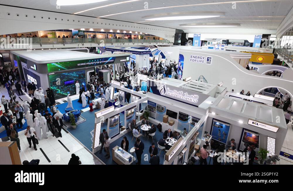 Visitors attend events at the Abu Dhabi National Exhibition Centre in ...